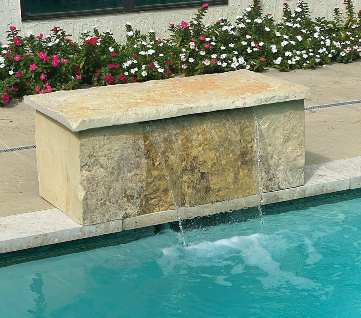 Rico Rock Quarry Block Bench Waterfall From: RicoRock Inc. | AQUA Magazine
